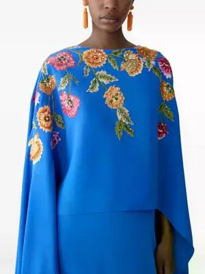 Carolina Herrera Embroidered Cape-front Caftan
