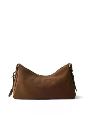 Prada Aimée Large Nubuck Leather Shoulder Bag - Brown