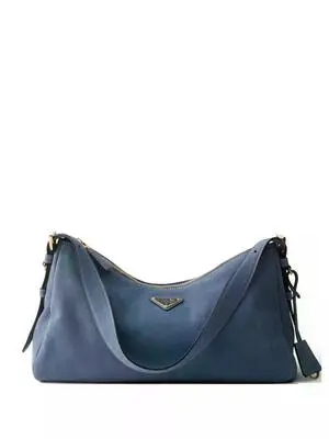 Prada Aimée Large Nubuck Leather Shoulder Bag - Blue