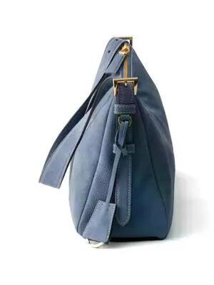 Prada Aimée Large Nubuck Leather Shoulder Bag - Blue