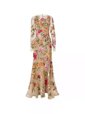 Carolina Herrera Floral-embroidered Tulle Gown - Neutrals