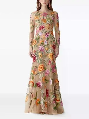 Carolina Herrera Floral-embroidered Tulle Gown