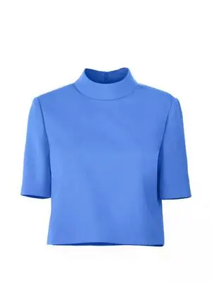 Carolina Herrera Short-sleeve Mock Neck Top - Blue