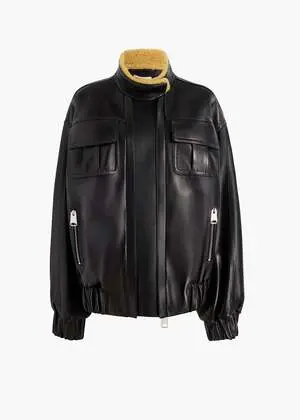 Khaite Malone Leather Jacket With Shearling Collar - Black