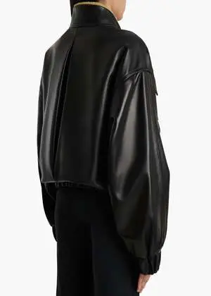 Khaite Malone Leather Jacket With Shearling Collar - Black