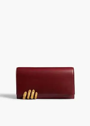 Khaite Sculpted Hand Clutch In Leather - Oxblood