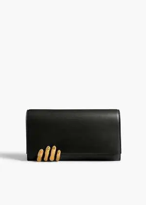 Khaite Sculpted Hand Clutch In Leather - Black