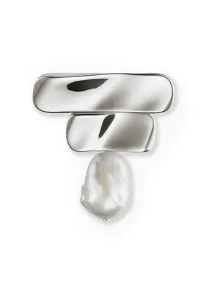 Agmes Ilona Sterling And Pearl Brooch - Silver