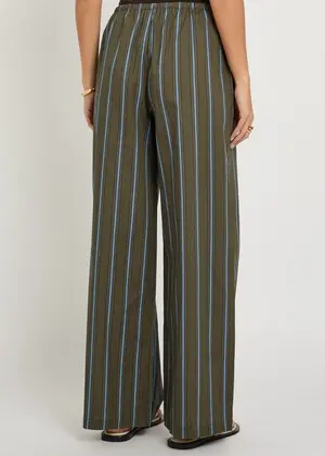 Staud Striped Stretch-cotton Poplin Trousers - Grey