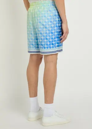 Casablanca Tennis Tile Patterned Silk Shorts