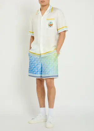 Casablanca Tennis Tile Patterned Silk Shorts