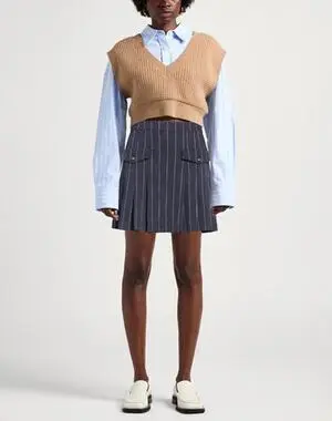 Sandro Mini Skirt In Striped Weave With Decorative Pockets
