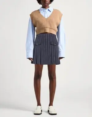 Sandro Mini Skirt In Striped Weave With Decorative Pockets