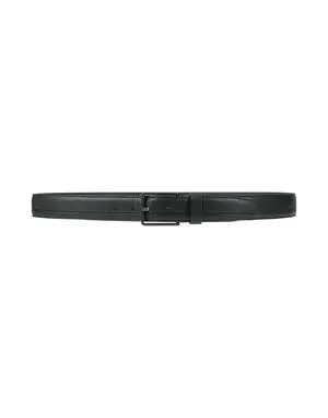 PIQUADRO Pebbled Leather Belt With Buckle - Black