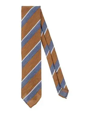 DE PETRILLO Ties & Bow Ties Camel Linen, Silk - Beige