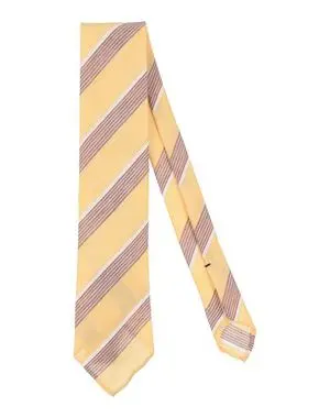 DE PETRILLO Ties & Bow Ties Camel Linen, Silk - Yellow