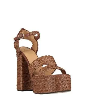 CastaÑer Braided Raffia Platform Sandals With Ankle Strap - Brown