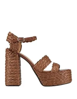 CastaÑer Braided Raffia Platform Sandals With Ankle Strap - Brown