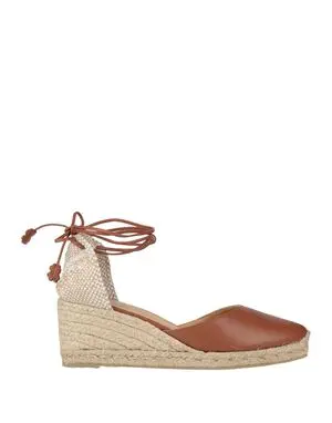 CastaÑer Leather Espadrille Wedge With Tie Ankle - Brown