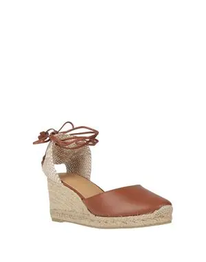 CastaÑer Leather Espadrille Wedge With Tie Ankle - Brown