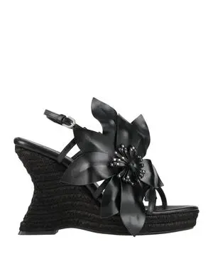 CastaÑer Leather Wedge Espadrilles With Floral Appliqu