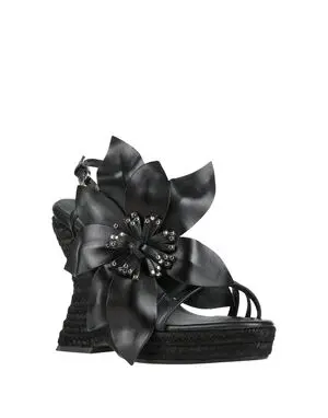 CastaÑer Leather Wedge Espadrilles With Floral Appliqu
