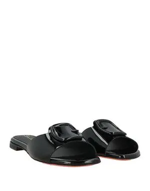 Santoni Leather Slide Sandals With Buckle Detail - Black