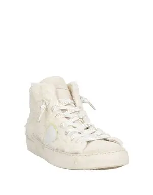 Philippe Model Leather And Textile High-top Sneakers With Glitter Detail - White