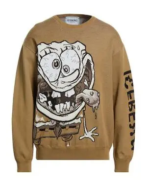 Iceberg X Spongebob Maglia Girocollo Sweater Khaki Size Cotton - Beige