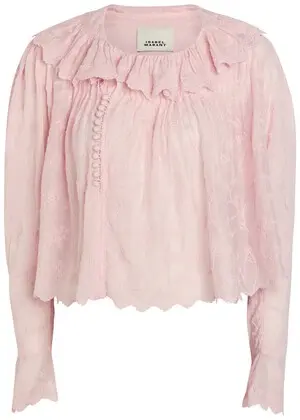 Isabel Marant Zelly Embroidered Cotton-blend Blouse - Pink