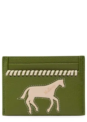 Mulberry Appliquéd Grained Leather Card Holder - Green