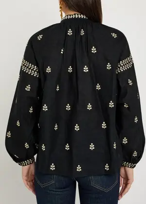 Isabel Marant Étoile Floral-embroidered Silk Blouse - Black