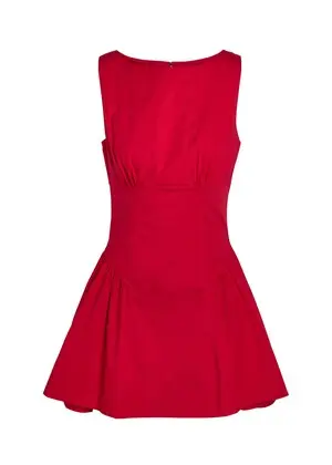 Staud Gwen Stretch-cotton Poplin Mini Dress - Red