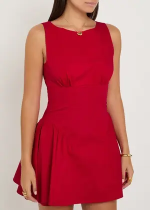 Staud Stretch-cotton Poplin Mini Dress - Red