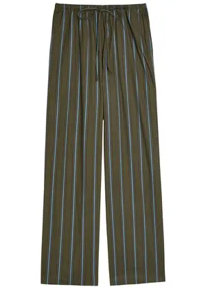 Staud Mateo Striped Stretch-cotton Poplin Trousers - Grey