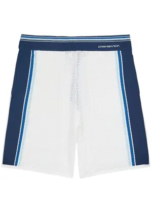 Casablanca Panelled Knit Shorts - White And Blue