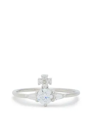 VIVIENNE WESTWOOD Ofelia Crystal-embellished Sterling Ring - Silver