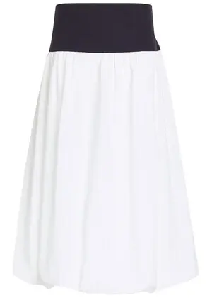 LES VACANCES D'IRINA Pleated Cotton Midi Skirt - White