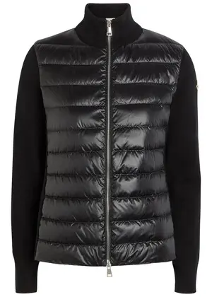 Moncler Padded Wool And Nylon Jacket - Black