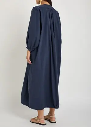 LES VACANCES D'IRINA Pleated Cotton Midi Dress