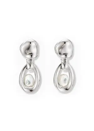 Agmes Sacha Sterling Pearl Earrings - Silver