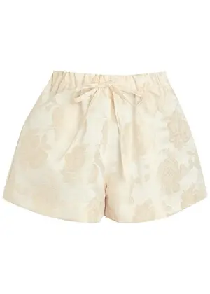 Simone Rocha Floral-jacquard Satin Shorts - Cream