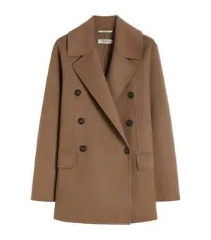 Max Mara Virgin Wool Double-breasted Coat - Beige