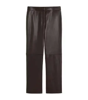 Max Mara Faux Leather Flared Trousers - Brown