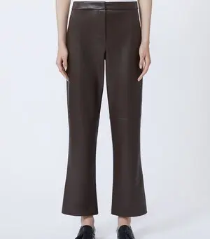 Max Mara Faux Leather Flared Trousers - Brown