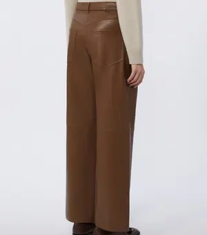 Max Mara Faux Leather Wide-leg Trousers - Brown