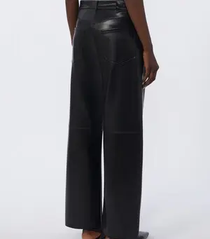 Max Mara Faux Leather Wide-leg Trousers - Black
