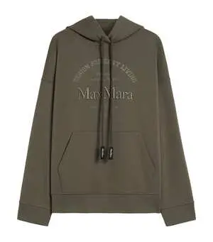 Max Mara Cotton-blend Embroidered Hoodie - Green