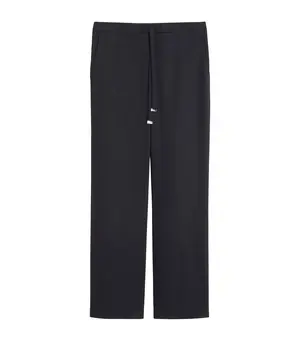 Max Mara Wool Gabardine Cropped Trousers - Blue