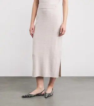 Agnona Wool-blend Knit Midi Skirt - Grey